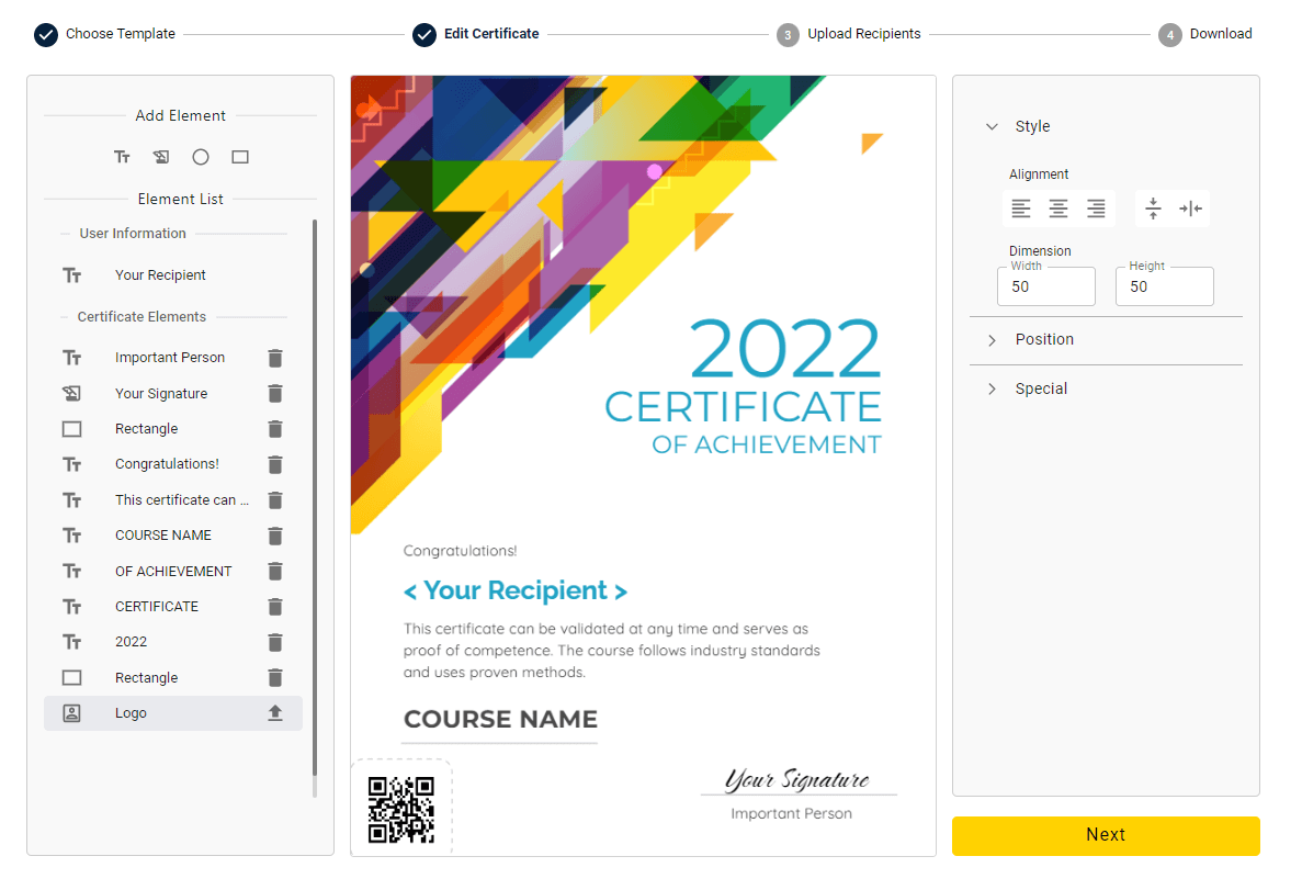 How to validate certificates and diplomas with a QR-Code for free?