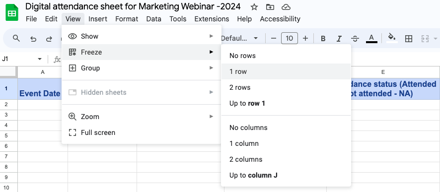 How to make a digital attendance sheet with Google Sheets for online ...