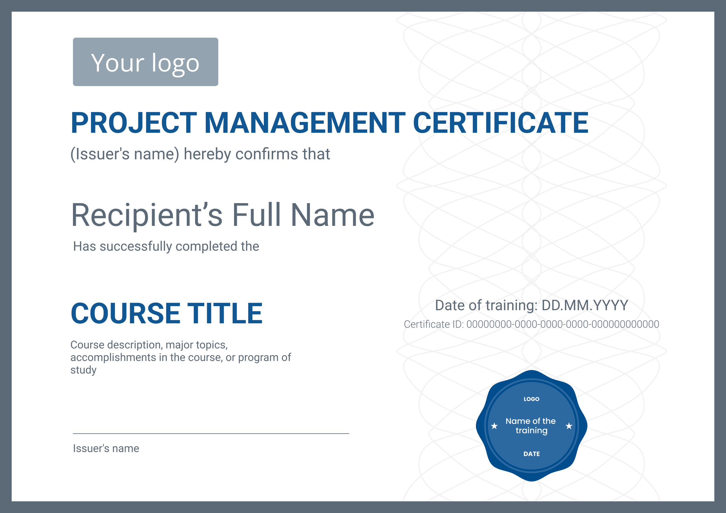 6 FREE Project Management Certificate Templates | Virtualbadge.io
