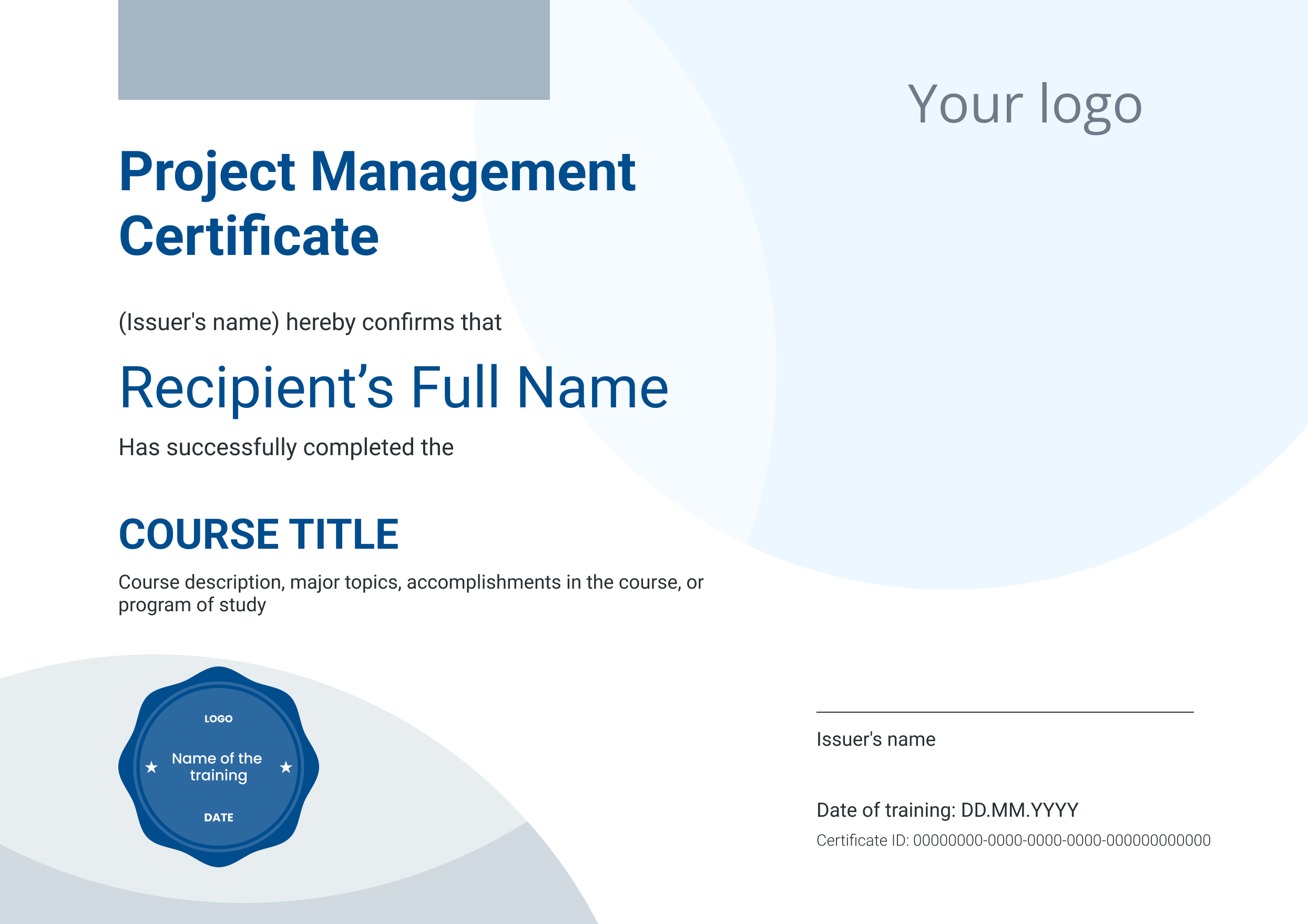 6 FREE Project Management Certificate Templates | Virtualbadge.io