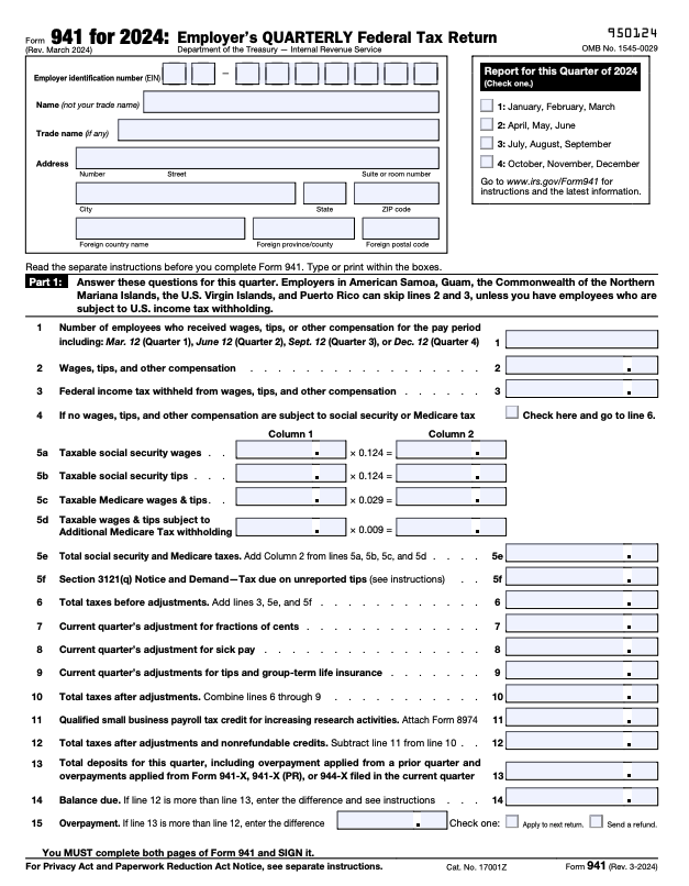 Instructions to Fill out Form 941 - Pilot Blogs | Pilot Blog