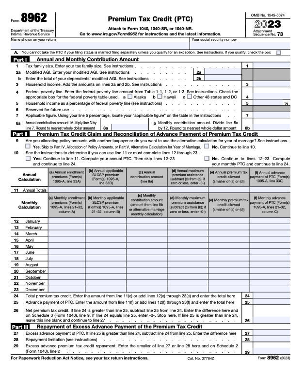 Instructions to Fill out Form 8962 - Pilot Blogs | Pilot Blog