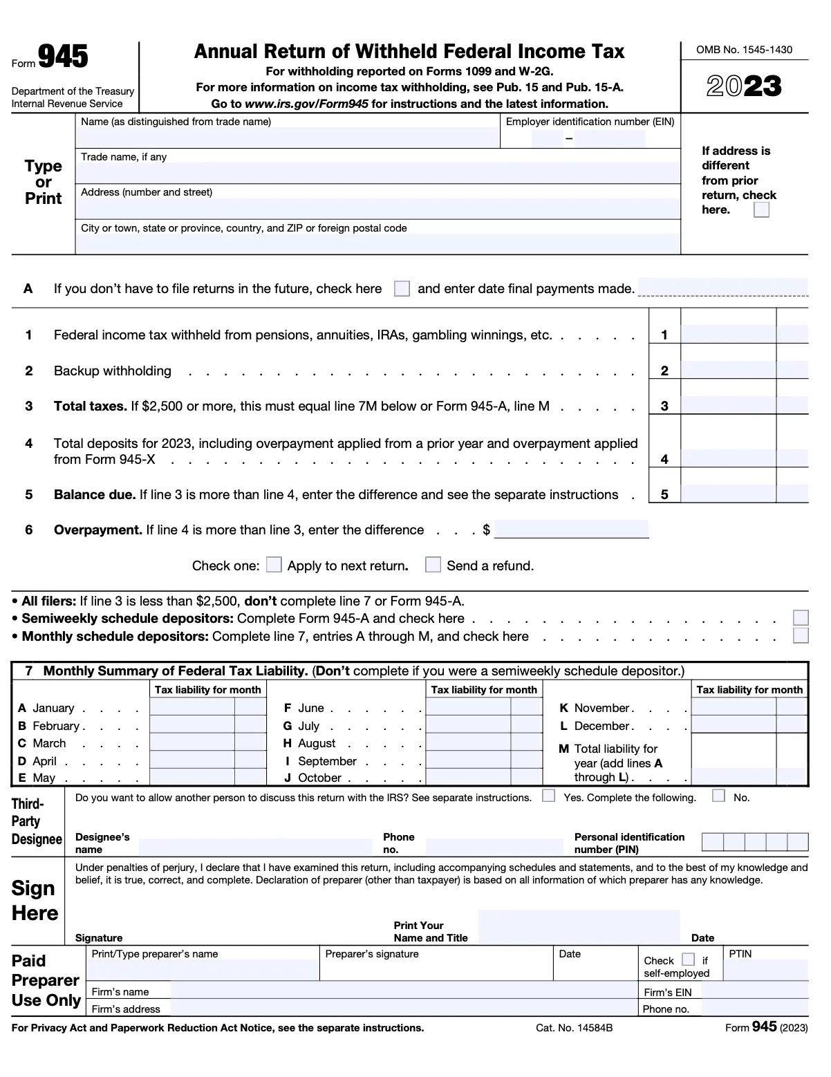 Instructions for Filling Out Form 945 - Pilot Blogs | Pilot Blog