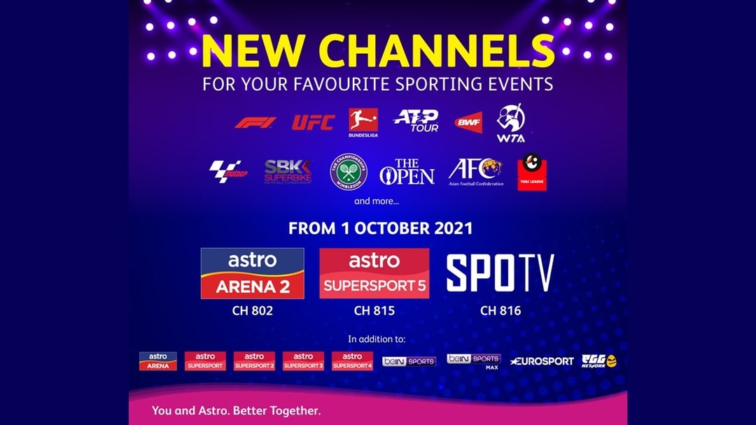 3 New Sports Channels on Astro from 1 Oct 2021. Your Favourite Sports ...