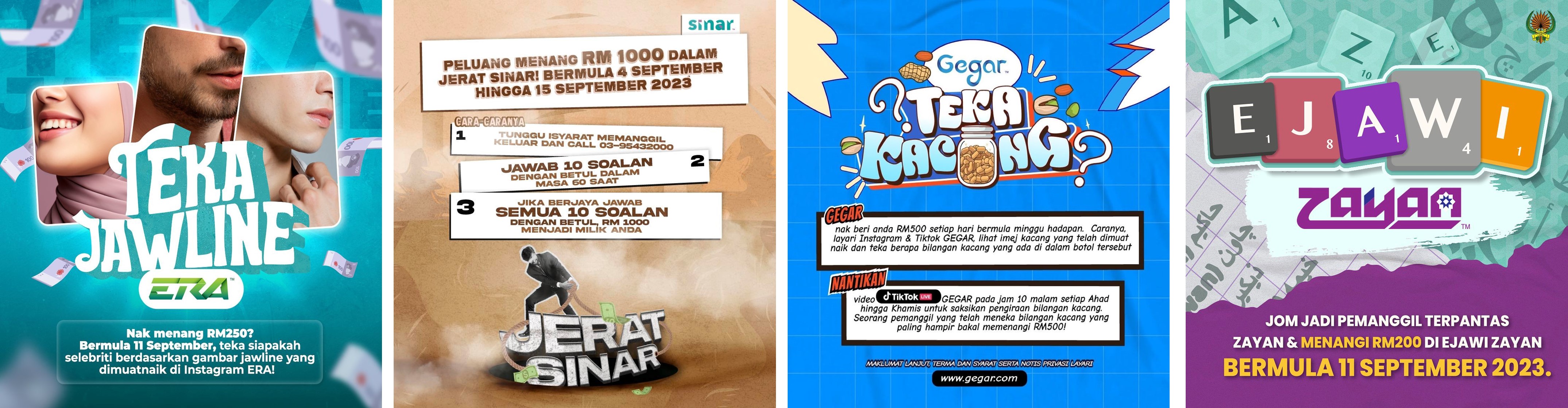 Menang wang tunai menarik di ERA, SINAR, GEGAR dan ZAYAN pada September ini | Press Release ...