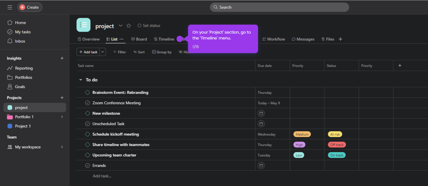 How to Use Asana Timeline: 1-Min Guide