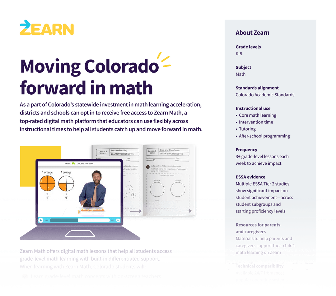 Accelerate Learning for Colorado Students | Zearn Math