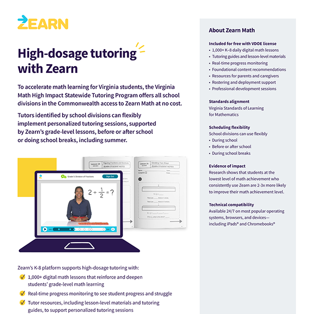 Accelerate Learning for Virginia Students | Zearn Math
