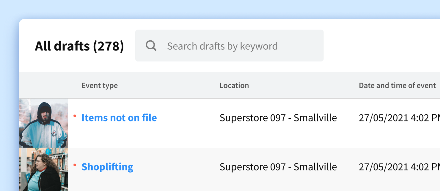 What's New - Thumbnail images for drafts and events