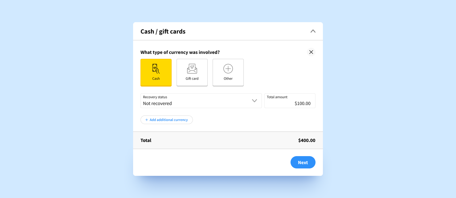 What's New - Add cash as a product