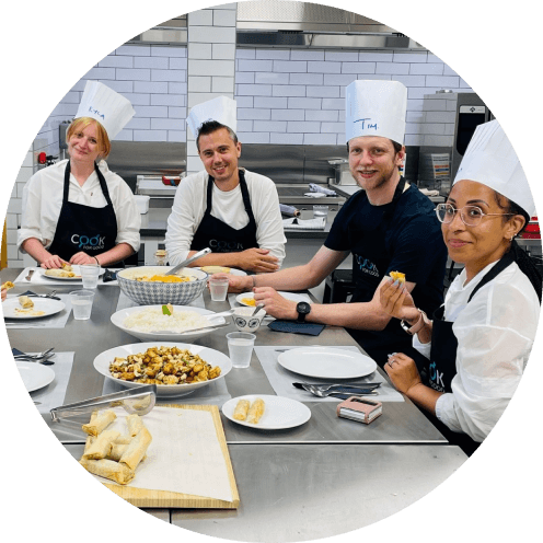 Cooking-based team building events that support a community I Cook for Good
