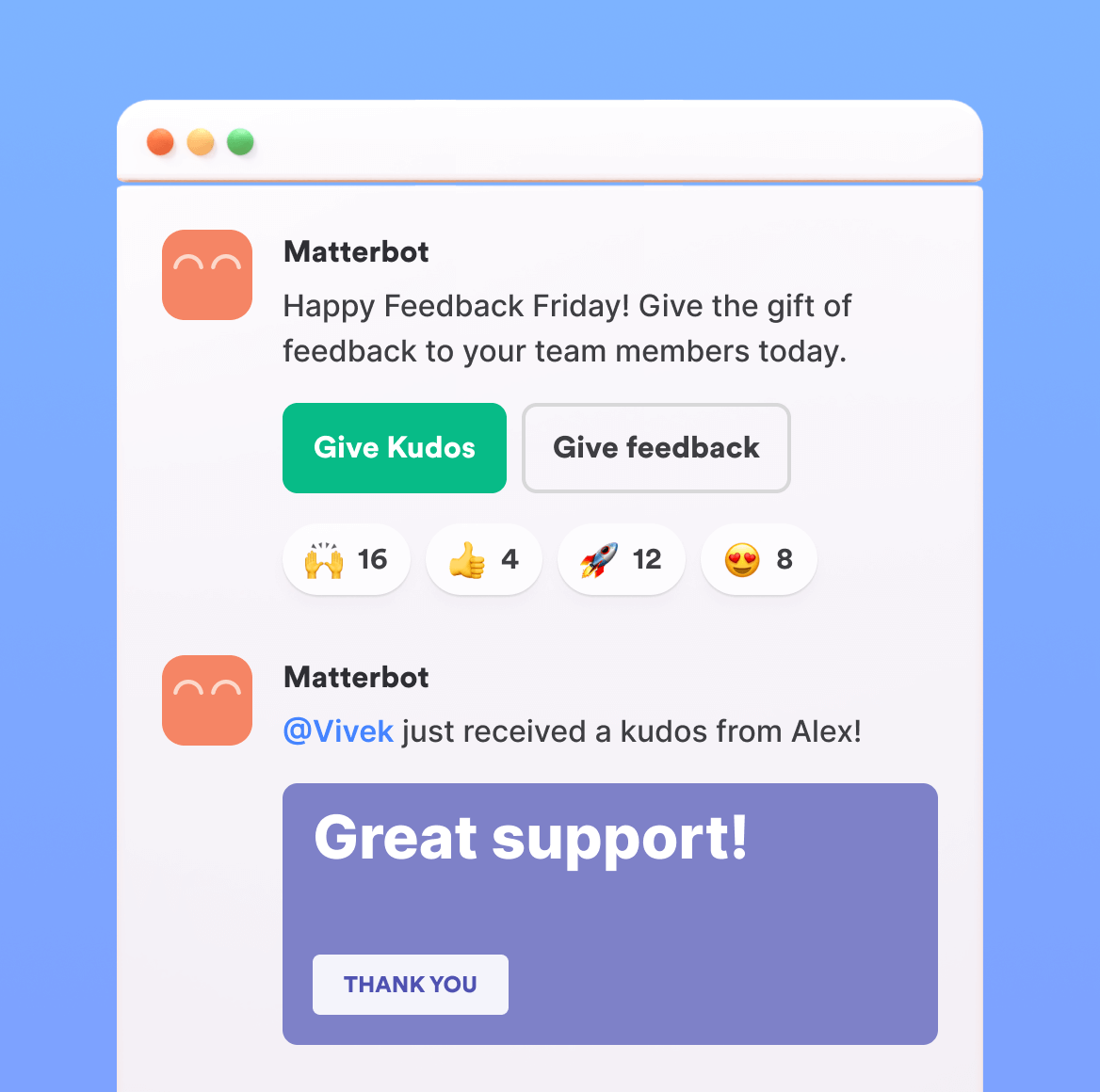 Matter: Kudos, Rewards, and Feedback inside Slack