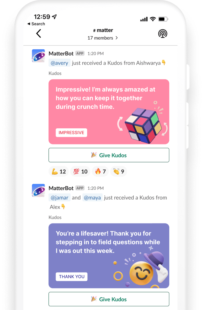 Matter: Employee Recognition & Rewards in Slack or Teams