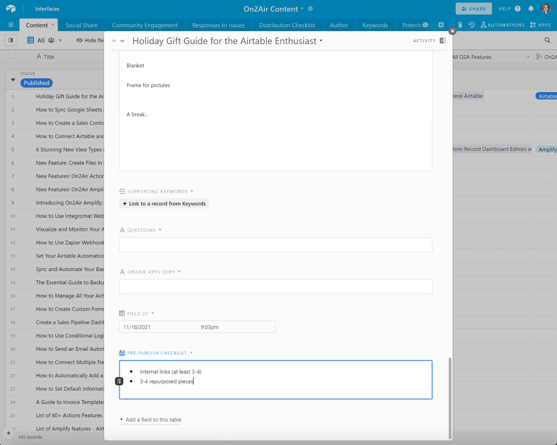 Airtable for Bloggers