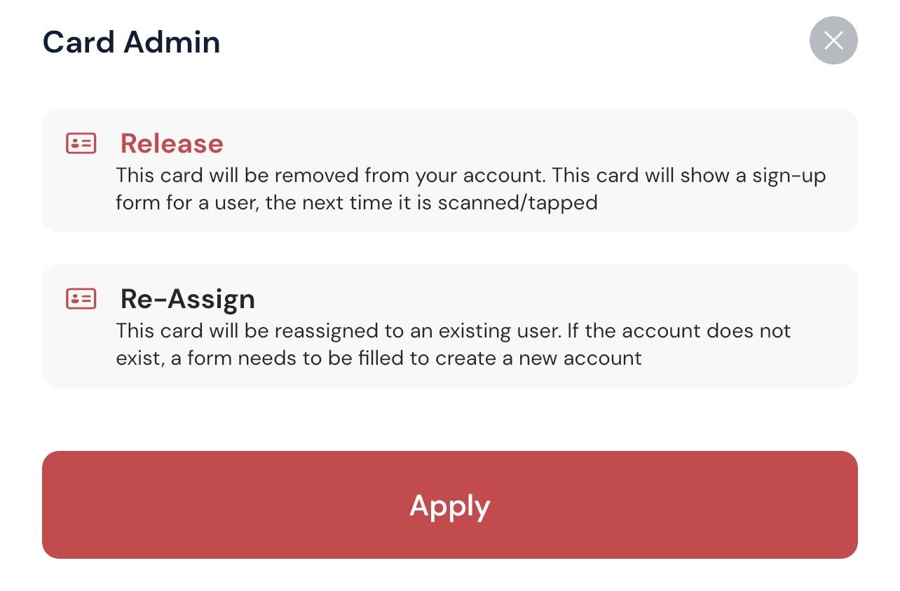 Mobilo | Support articles - Release or reassign your team's cards from the Admin Panel