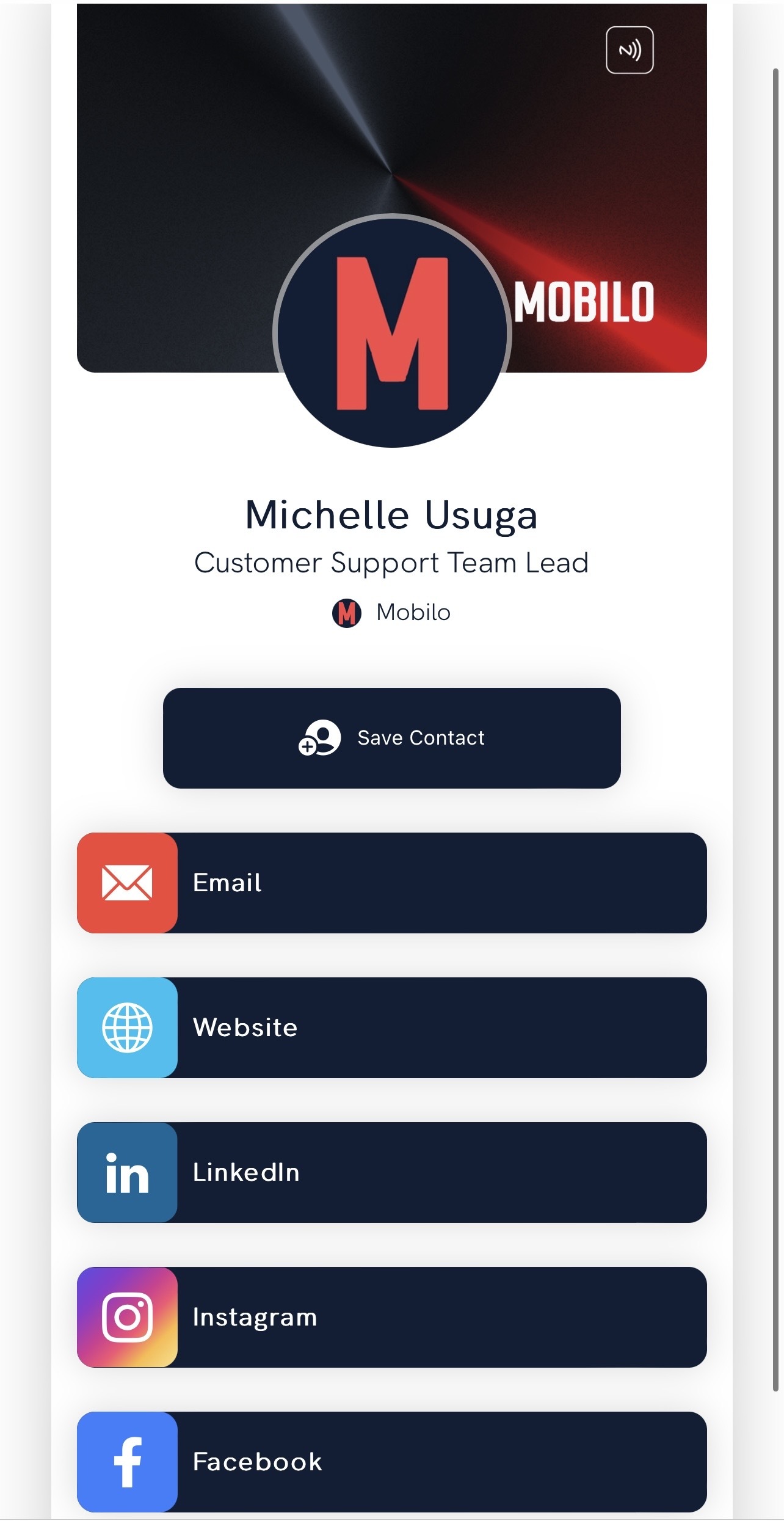 Mobilo | Support articles - Personal Landing Page mode