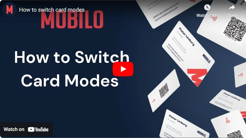 Mobilo | Support videos - How to switch card modes