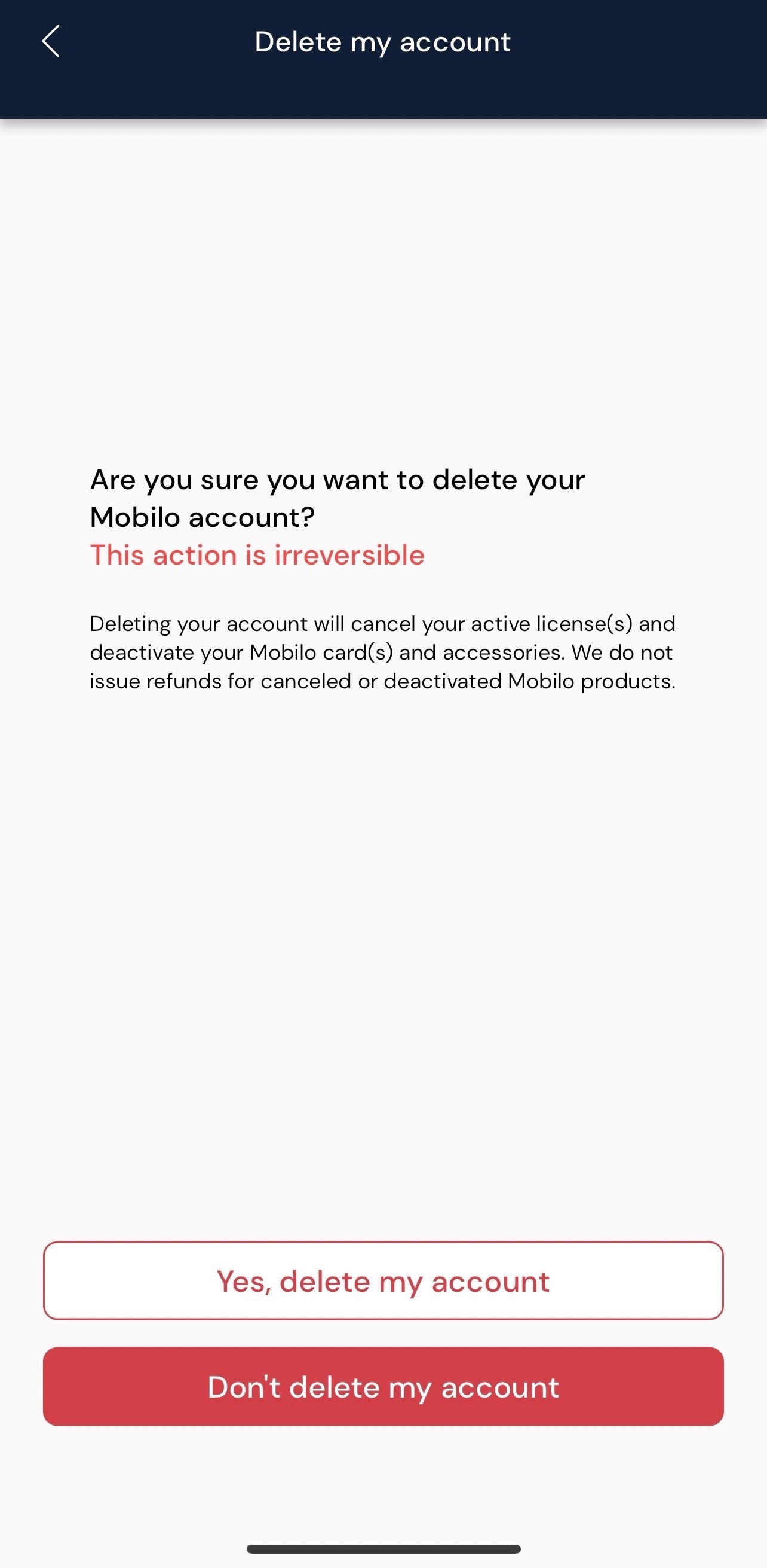 Mobilo | Support articles - How to Delete your Account