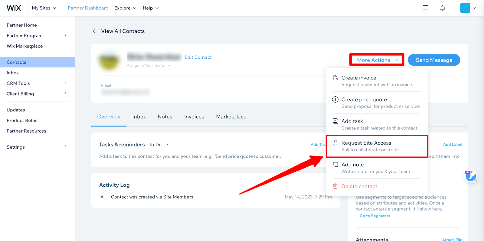How to Request Access to Wix