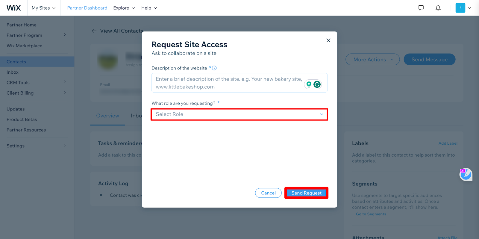 How to Request Access to Wix