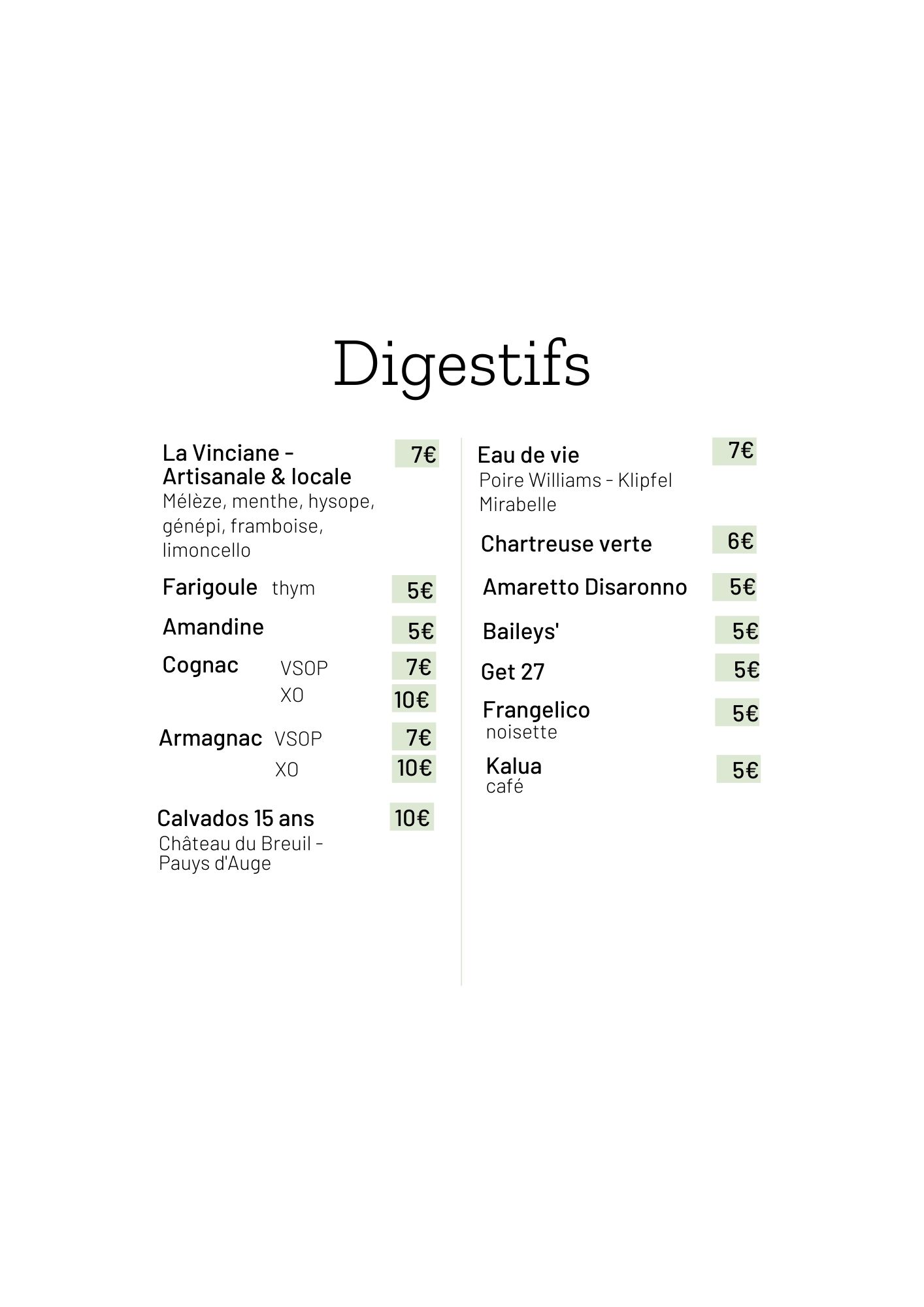 À table ! Les menus