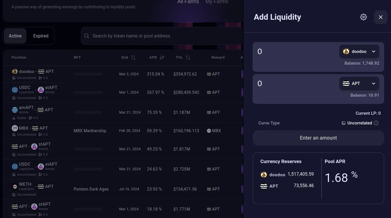 How to use Hydroponic Farms on Liquidswap: New yield farming pools on Aptos