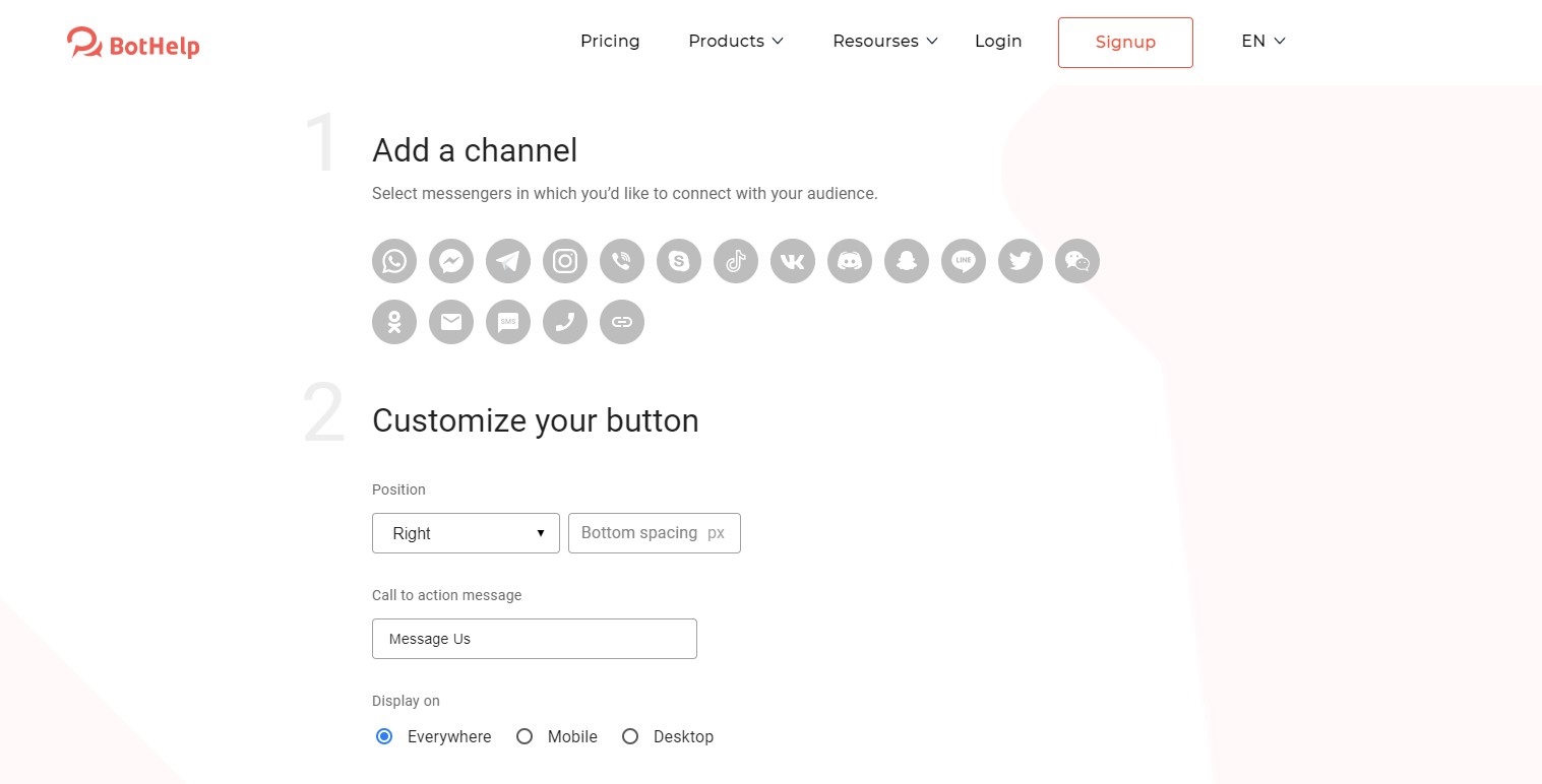 Free Chat Button Widget for Website | BotHelp