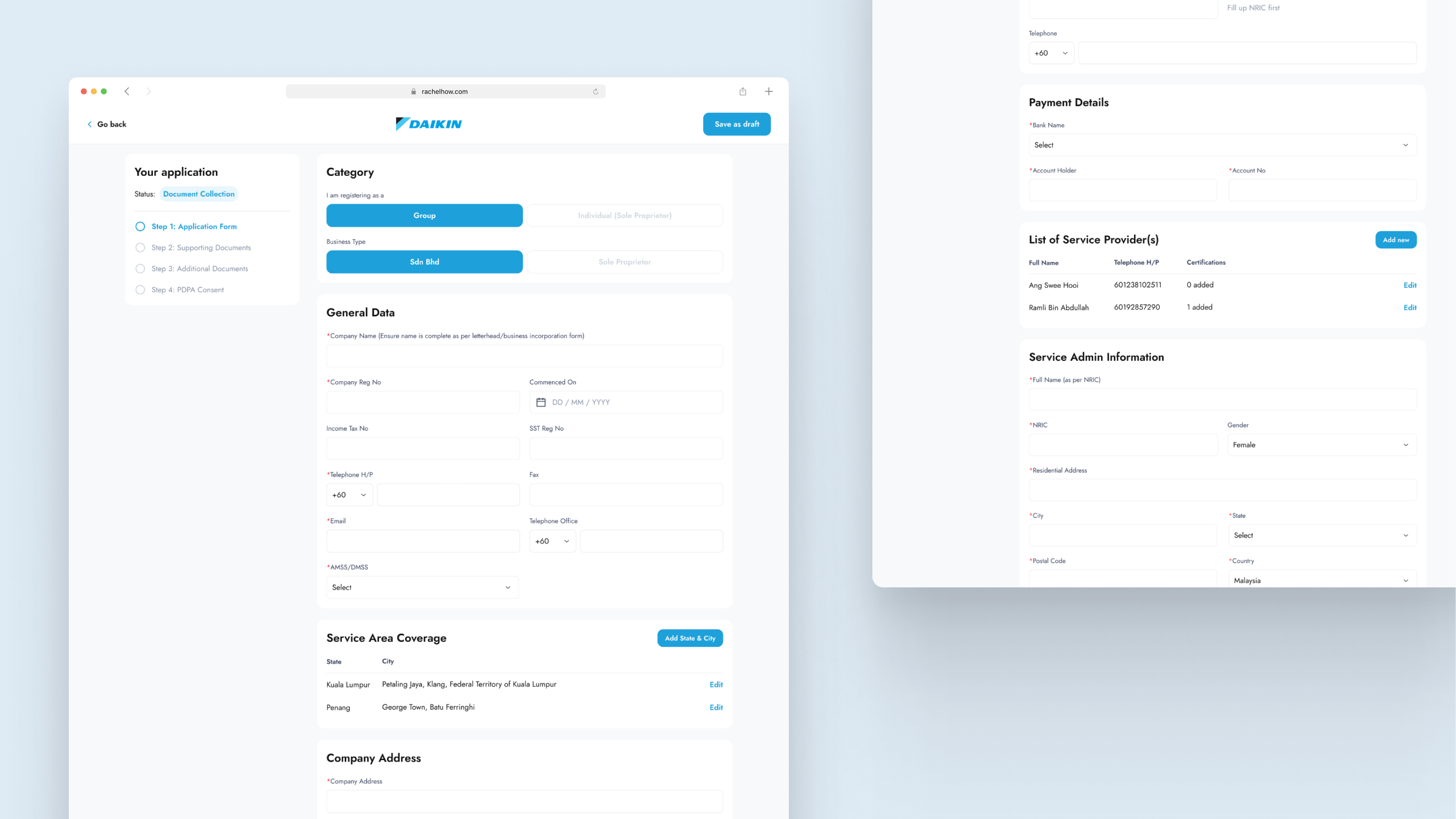 All-in-one system for managing Daikin's service providers. | Rachel How
