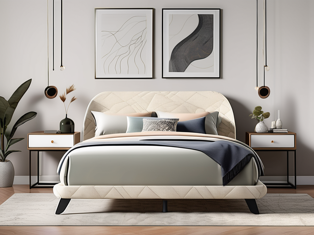 Comparing the Allyson Queen Size Modern Curved Upholstered Bed by ...