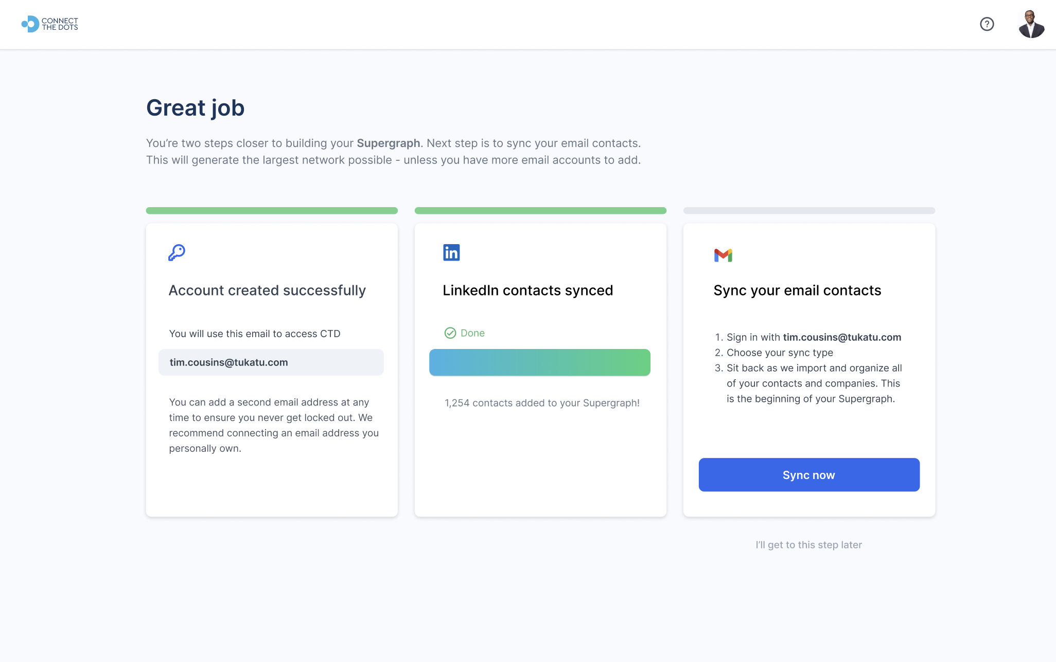 CTD's Simple Sign-Up Flow | Connect The Dots