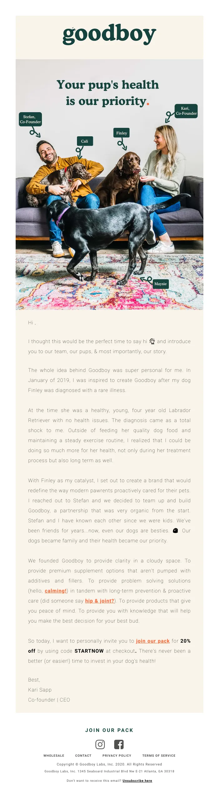 Where the brand is coming from - Email Marketing Examples for eCommerce