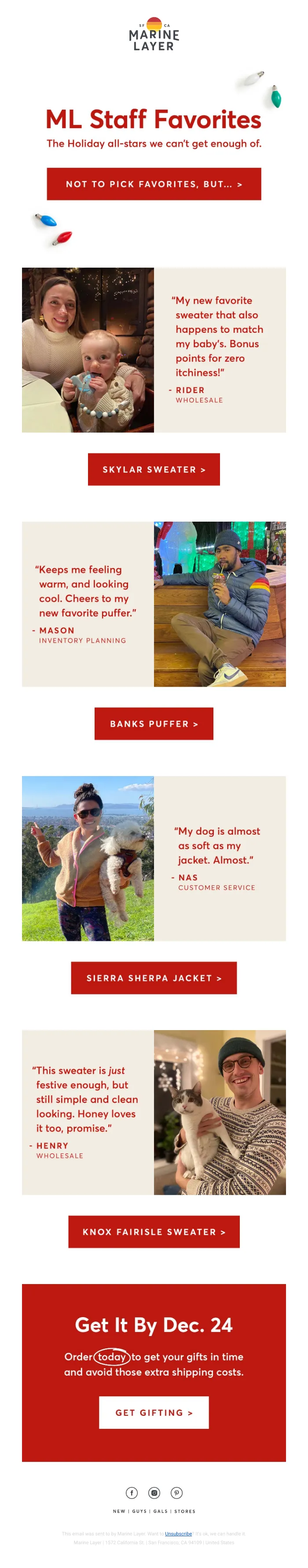 Staff Picks - Email Marketing Examples for eCommerce