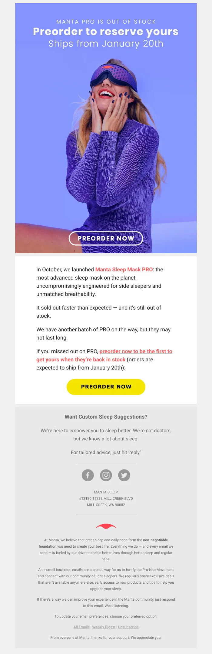 Product is Out of Stock - Email Marketing Examples for eCommerce