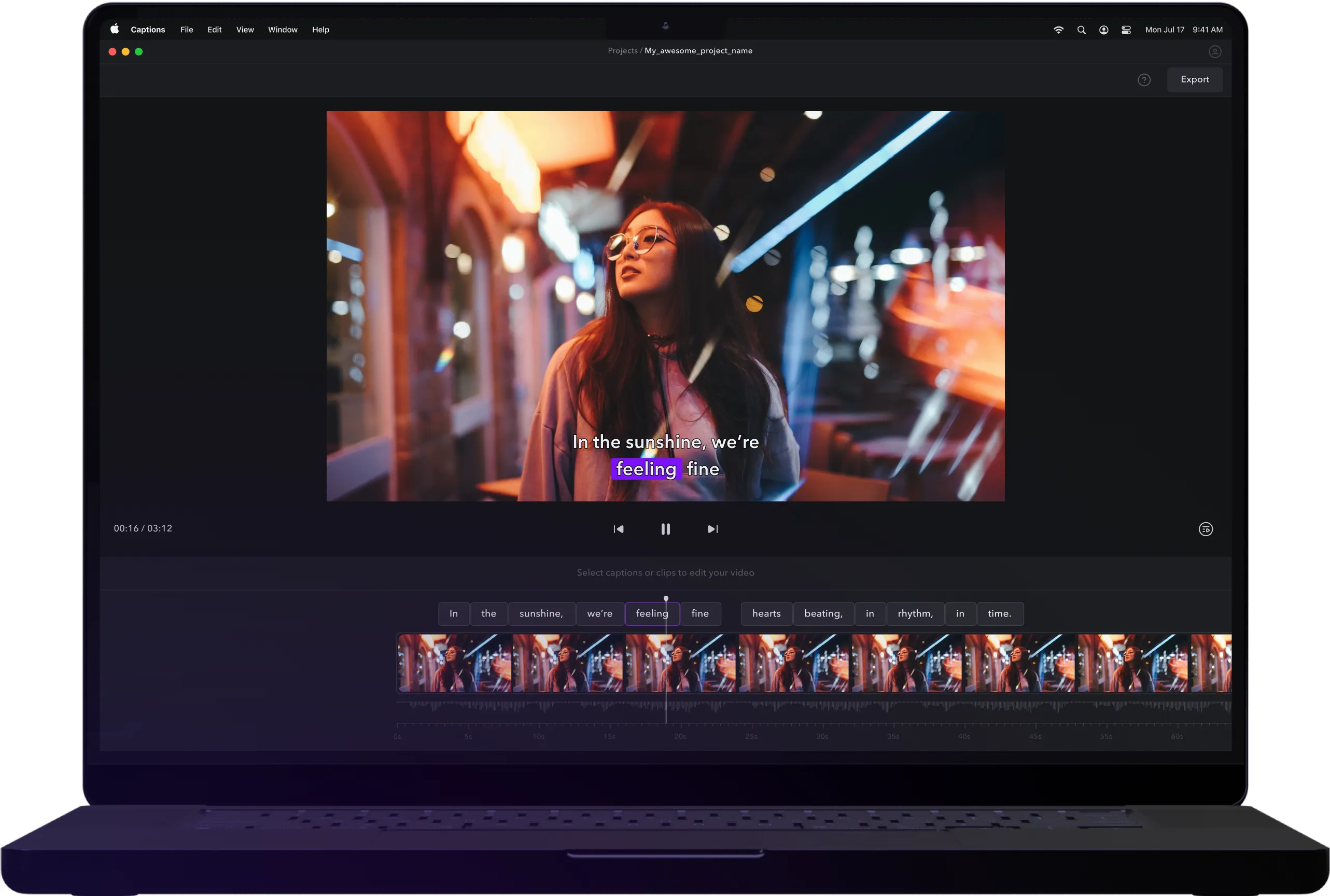 Online video editor — Captions