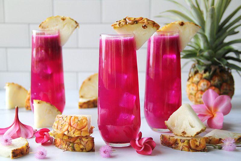 Pink Dragonfruit Pineapple Rum Fizz