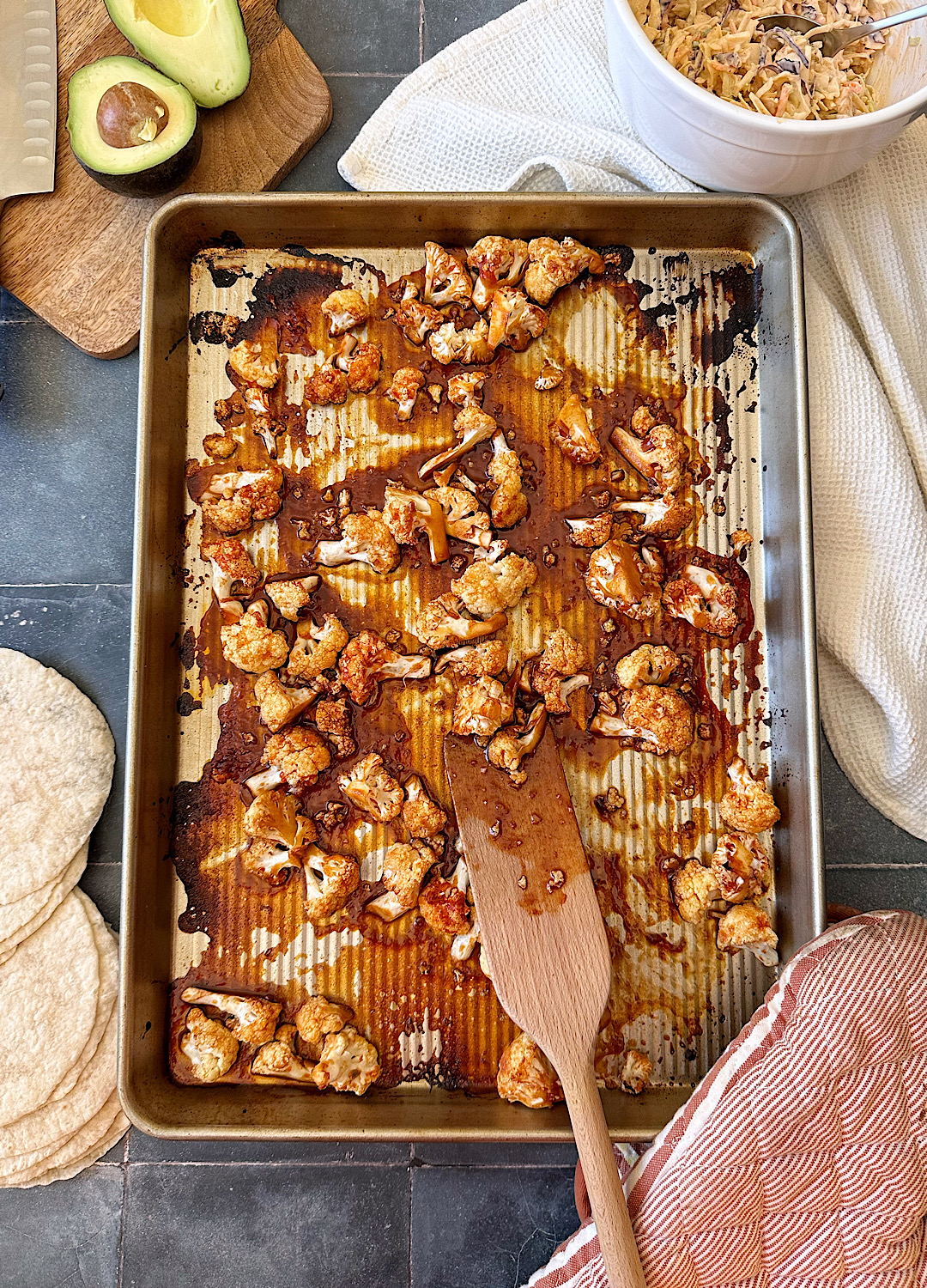 Korean-Inspired Cauliflower Tacos with Kimchi Ranch Slaw