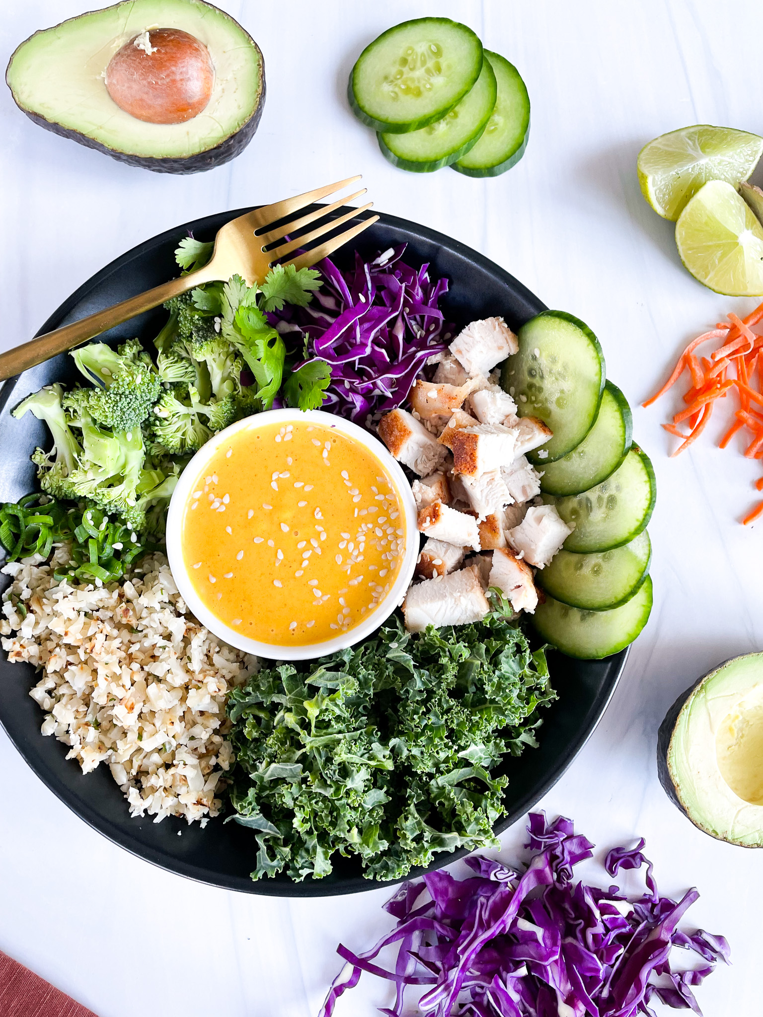 Chicken, Veggie, and Cauliflower Rice Bowls