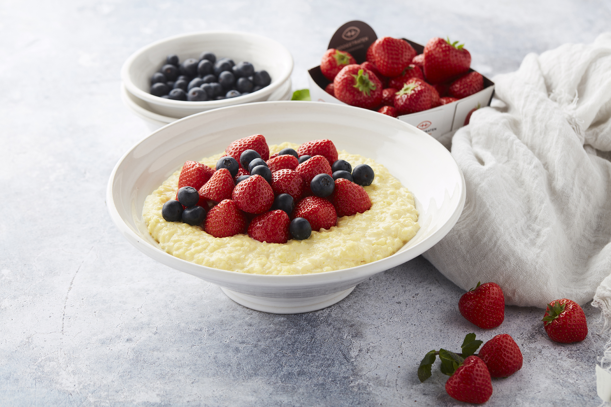 Rijstpap met vanille en aardbei