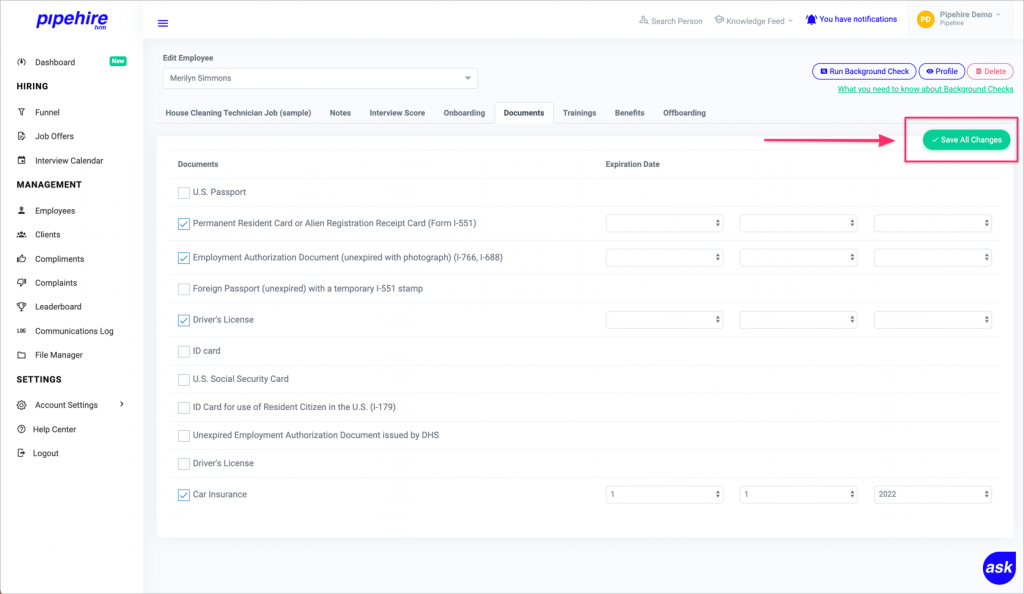 🧠 How to effectively track cleaning employees expired documents.