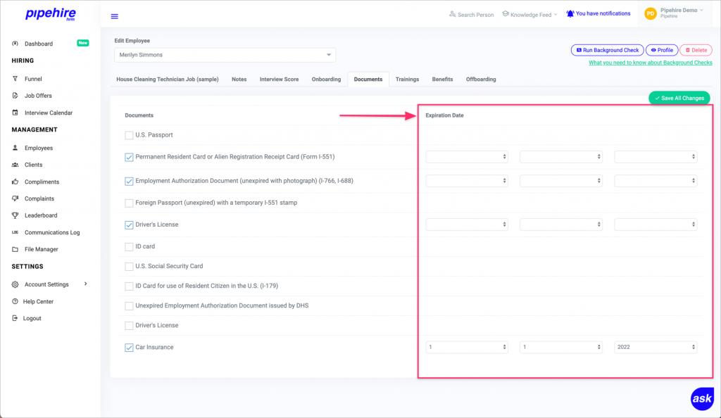 🧠 How to effectively track cleaning employees expired documents.