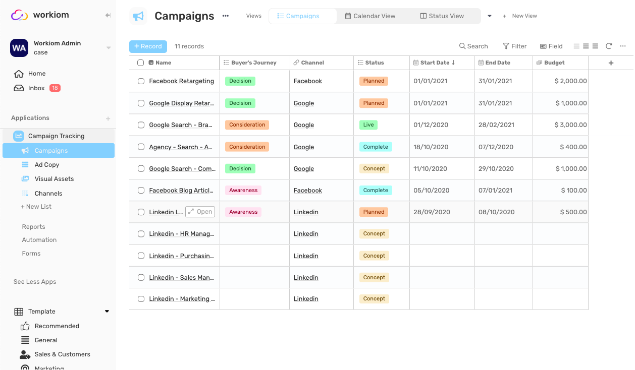Campaign Tracking Template - Try it For Free