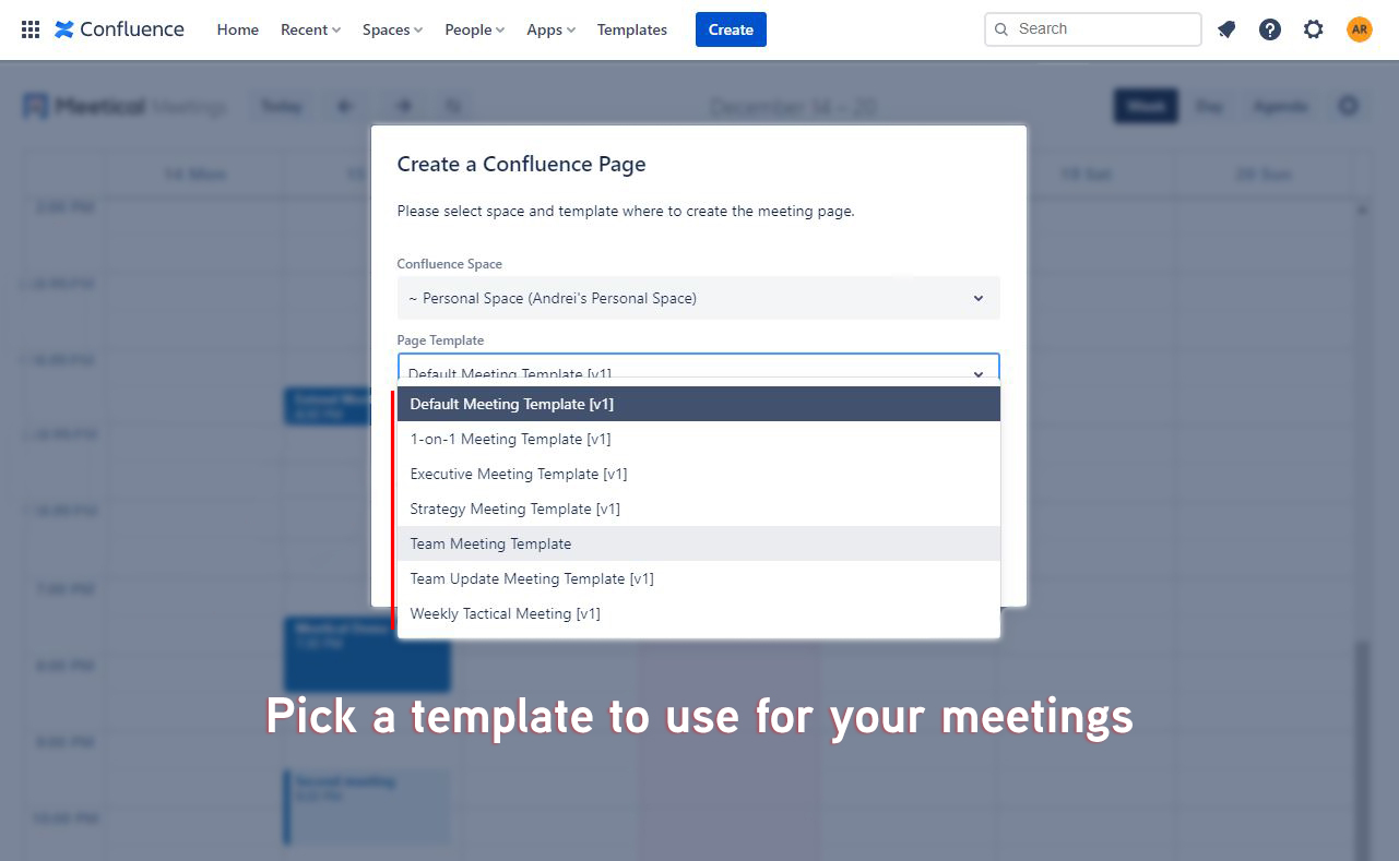 Meeting Templates for Confluence (included with Meetical)