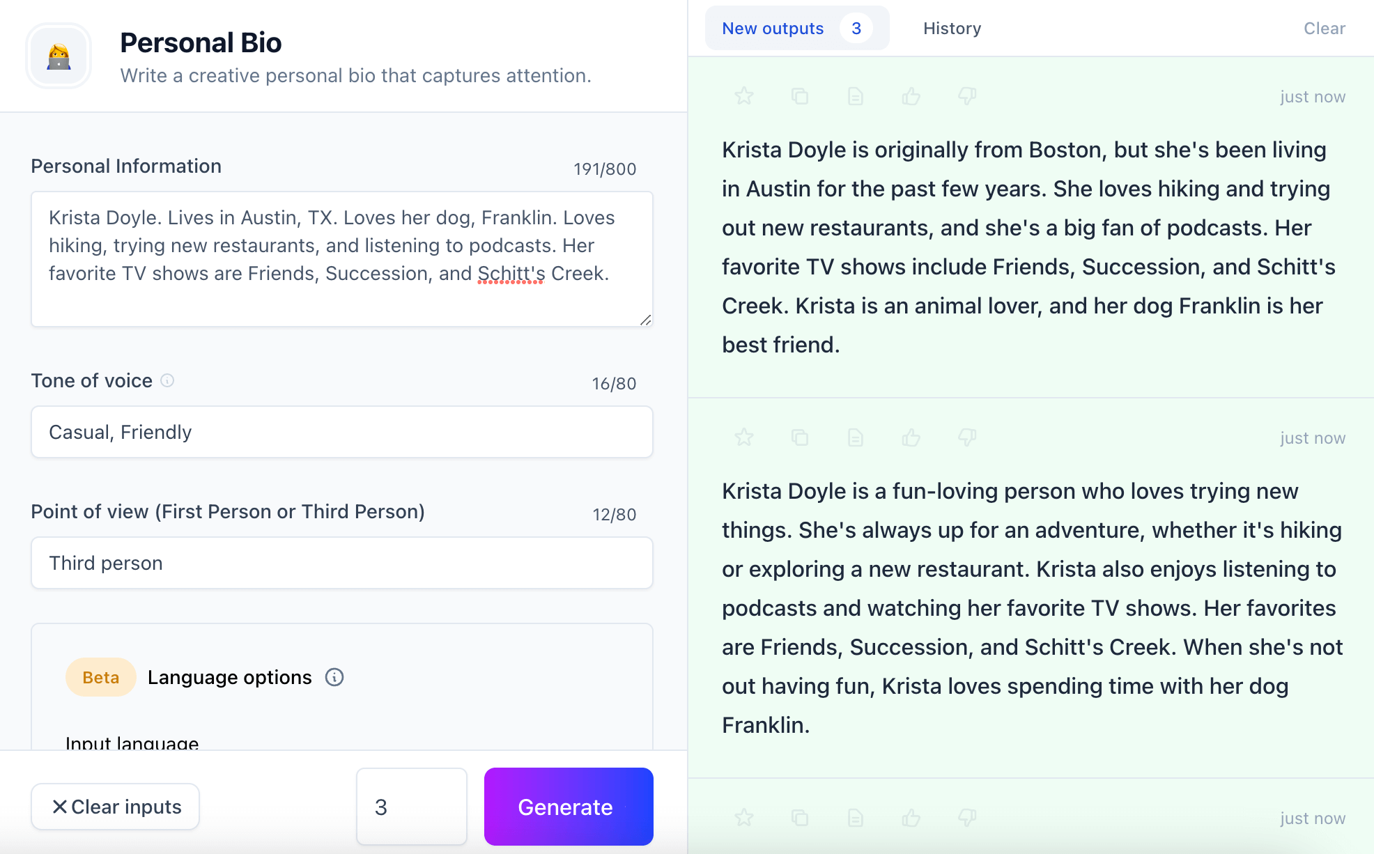 Personal Bio Generator: Powered by AI