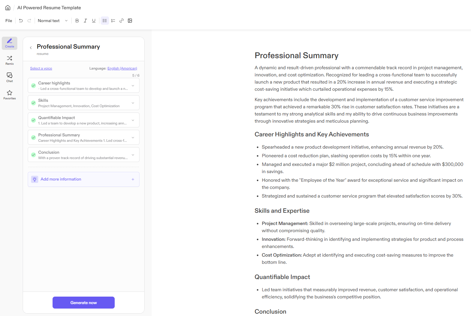 Resume Generator: Powered by AI