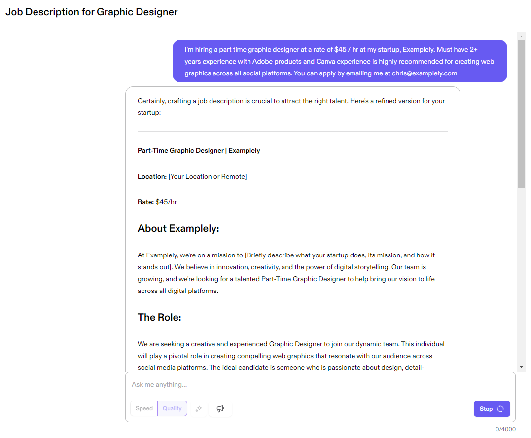 Job Description Generator: Powered by AI