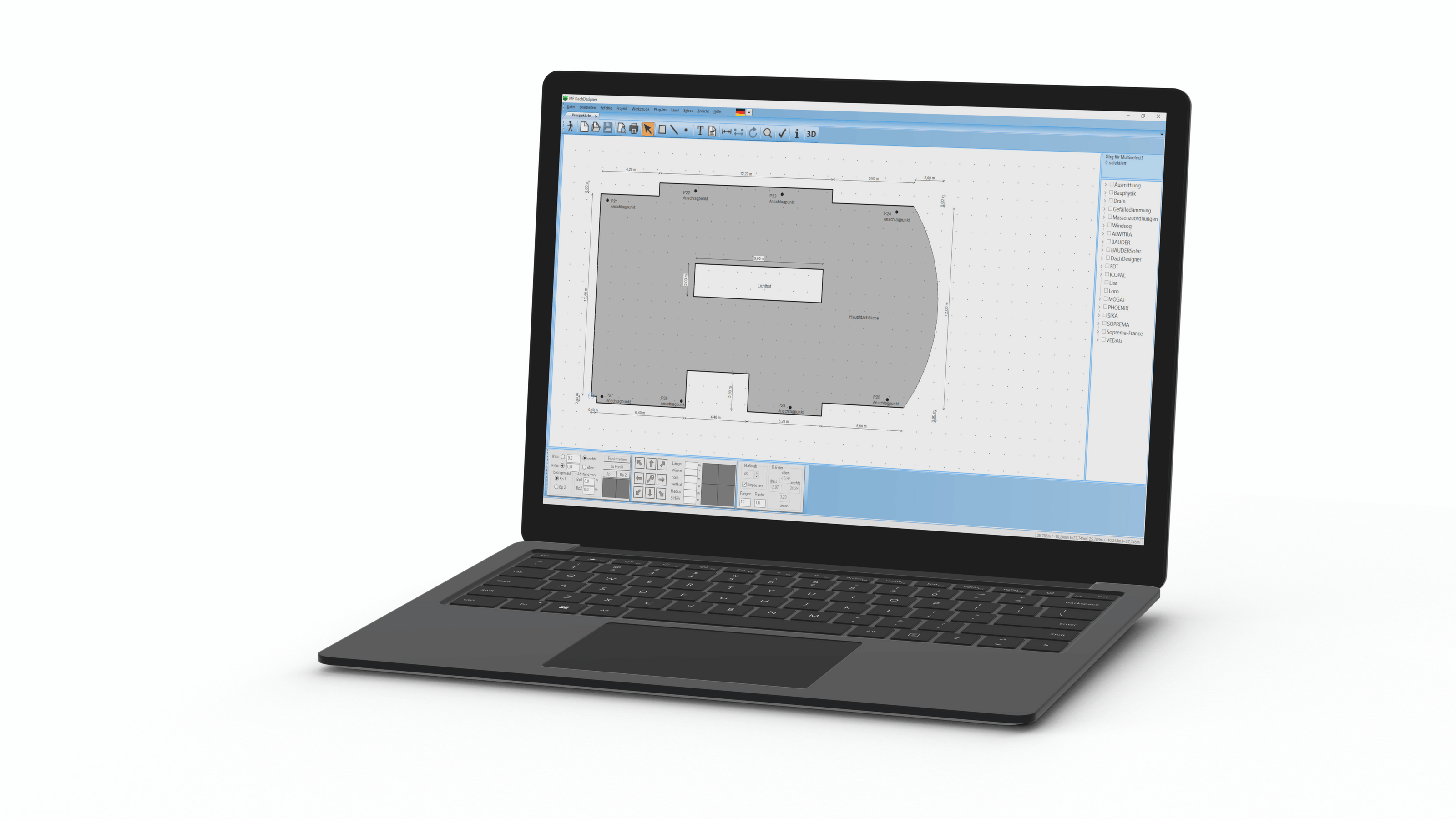 MF DachDesigner - Dachflächenberechnung fürs Flachdach