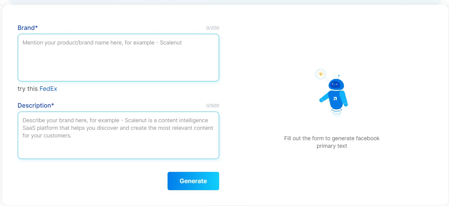 Facebook Ads Primary Text Generator - Scalenut