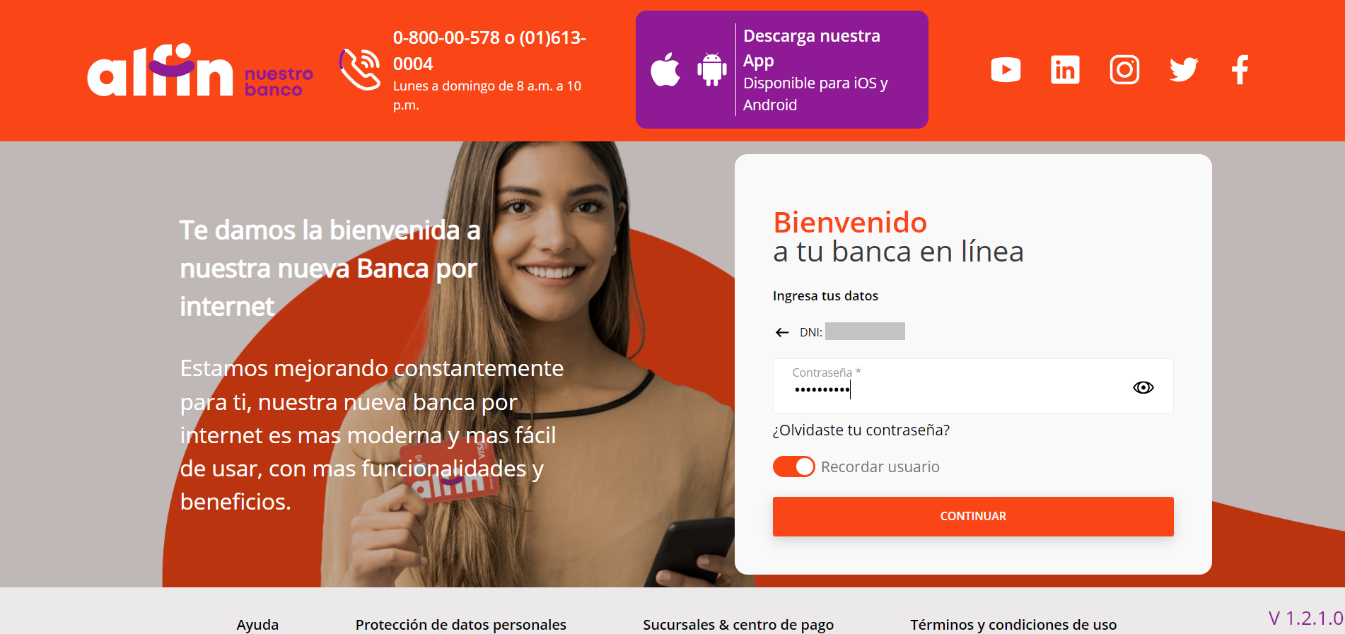 Primer ingreso a la banca en línea