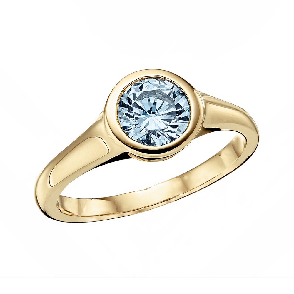 Round Gemstone Bezel Solitaire Ring | Jabel
