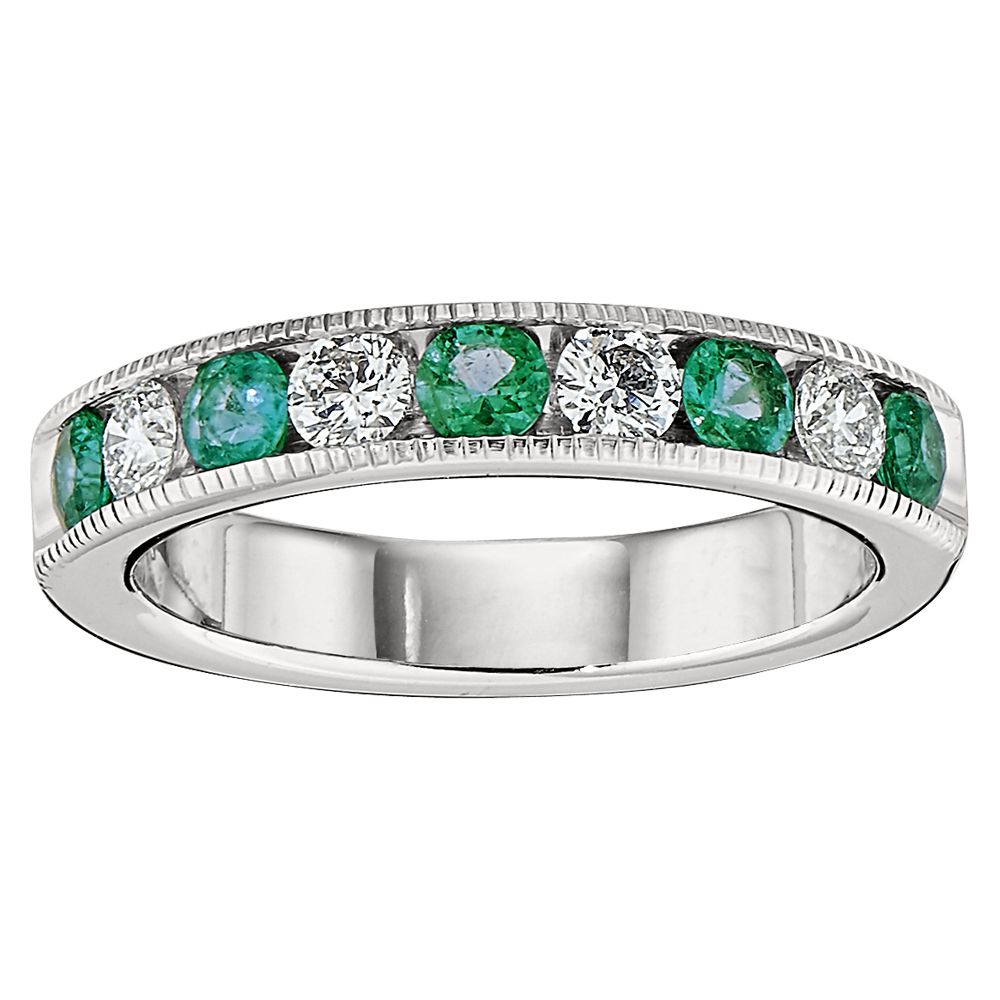 Round Gemstone and Diamond Band | Jabel